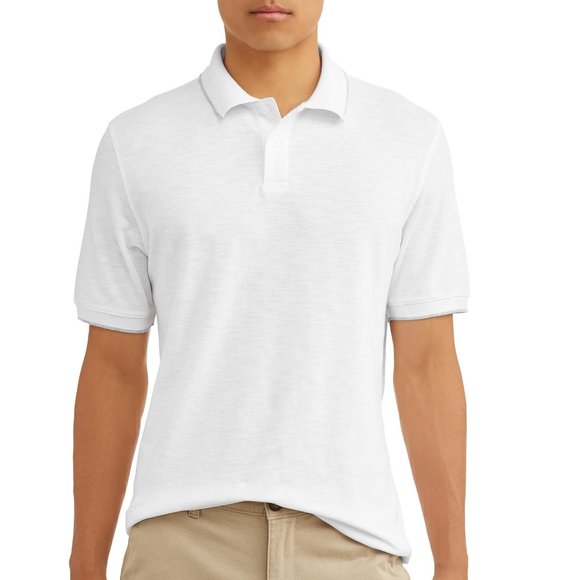 George | Shirts | Mens George White Pique Polo Shirt Collar Gray Stripe ...
